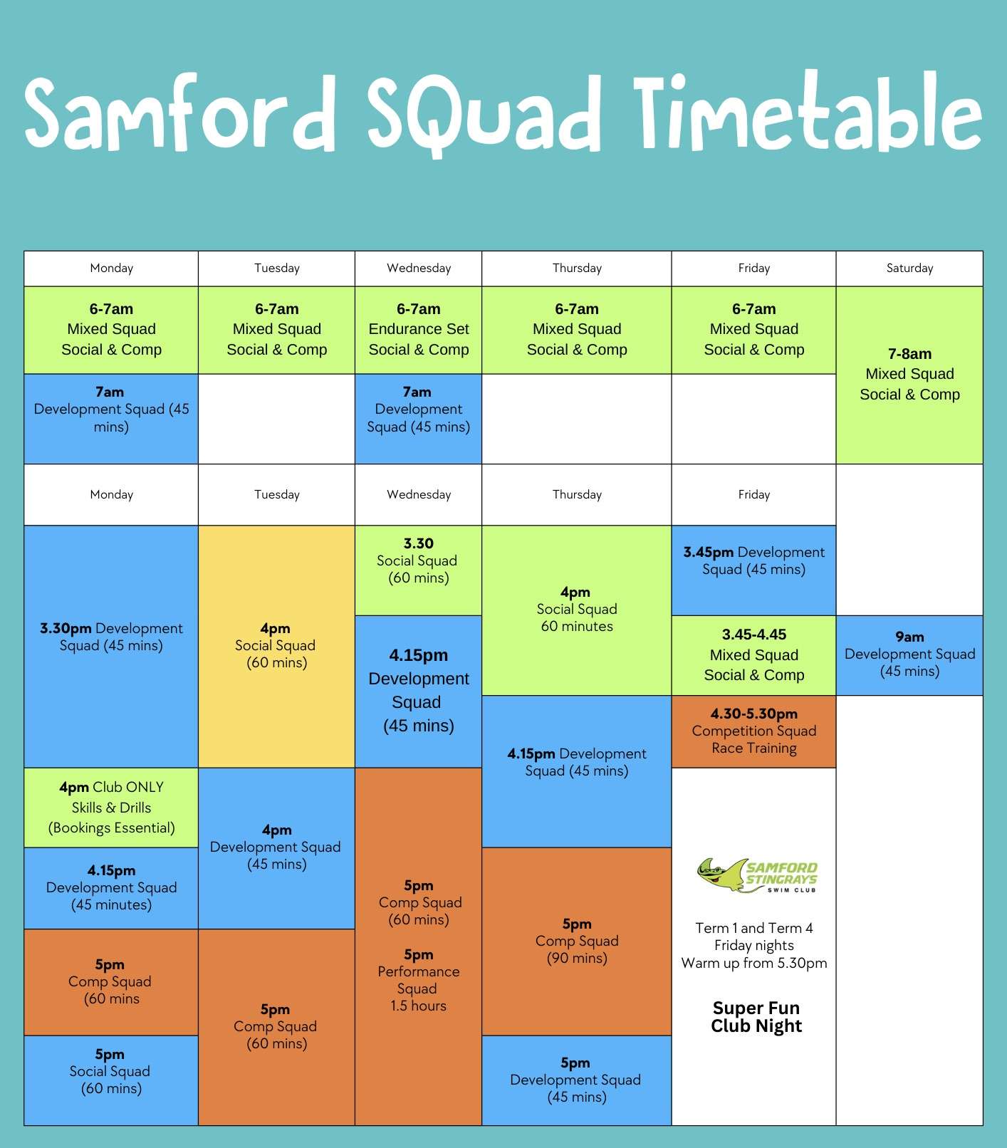 Samford Swimming Pool - Squad - Stroke Development